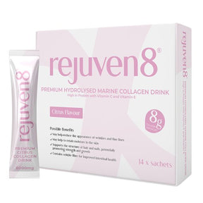 Rejuven8 Premium Hydrolysed Marine Liquid Collagen Drink 8000mg, 14 sa ...