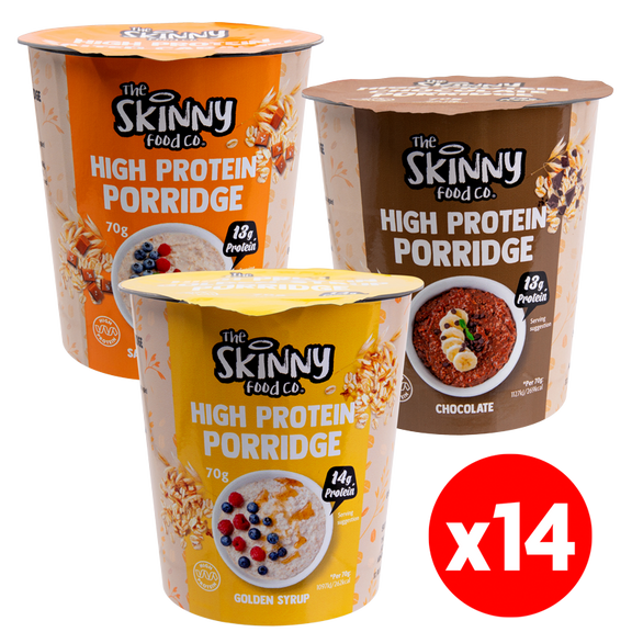 Skinny High Protein Porridge Pots - 14 x 70g | 14g of Protein | 3 ...