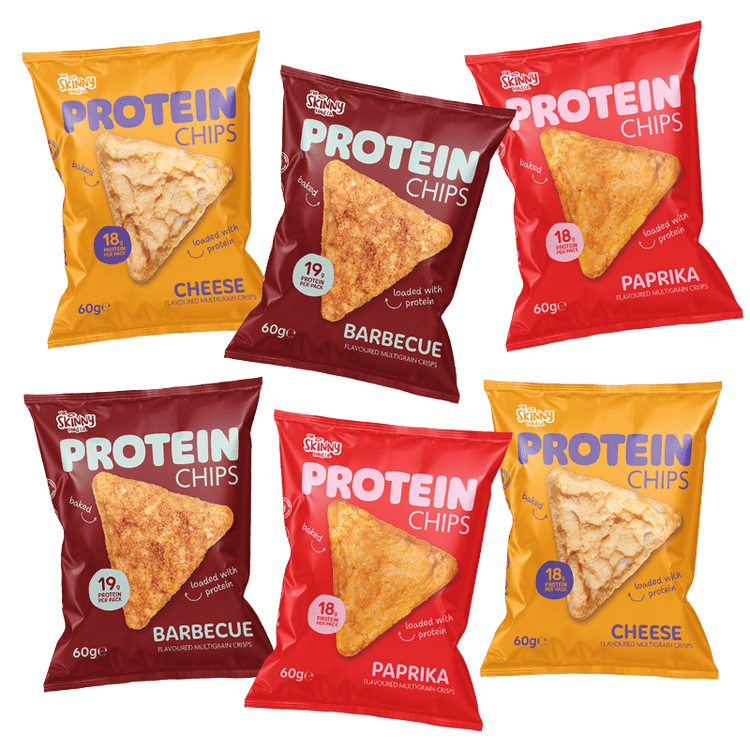 Skinny Protein Chips mixed bundle (2 Per Flavour) 6 x 60g (18-19g prot ...